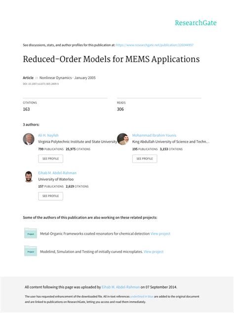 reduced order models for mems applications pdf partial differential equation finite