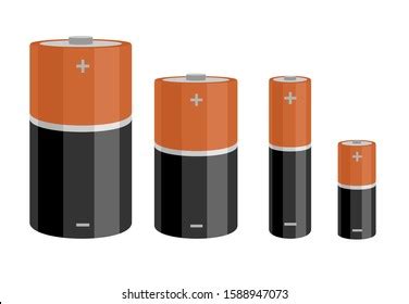 Battery Types Vector Illustrations Alkaline And Lithium Batteries