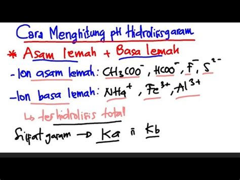 Cara Menghitung PH Hidrolisis Garam Kimia Kelas 11 YouTube