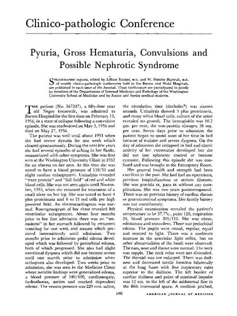 PDF Pyuria Gross Hematuria Convulsions And Possible Nephrotic