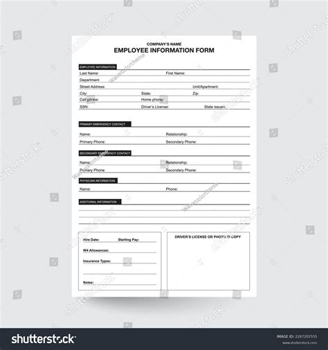New Employee Information Sheet Template