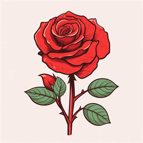 Premium Vector Rose Drawing Cartoon Vector