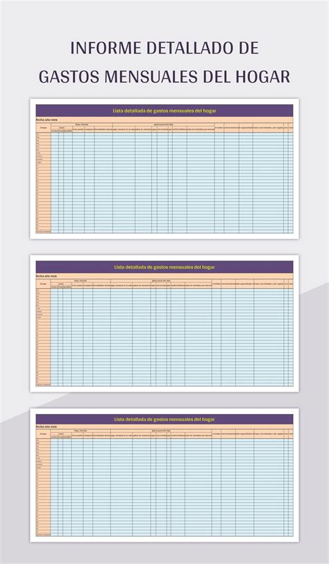 Plantilla De Formato Excel Informe Detallado De Gastos Mensuales Del