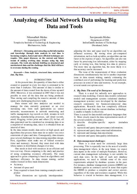 pdf ijert analyzing of social network data using big data and tools ijert journal