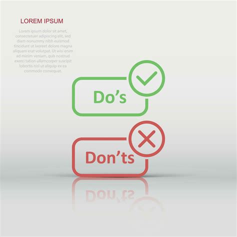 Do S And Don Ts Sign Icon In Flat Style Like Unlike Vector
