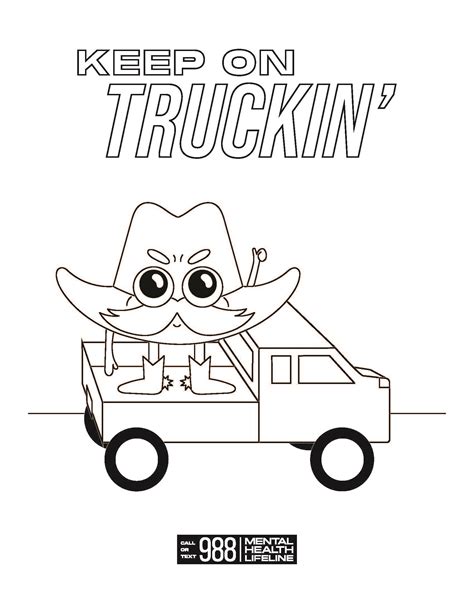 Keep On Truckin Coloring Sheet Oklahoma S Mental Health Lifeline