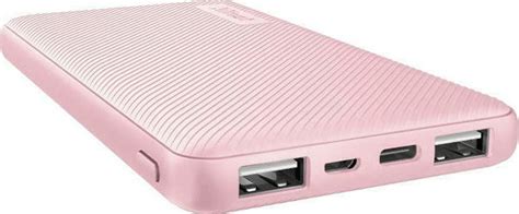 Trust Primo Power Bank 10000mAh με 2 Θύρες USB A και Θύρα USB C Ροζ