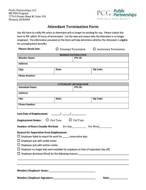 Fillable Online Attendant Termination Form Fax Email Print PdfFiller