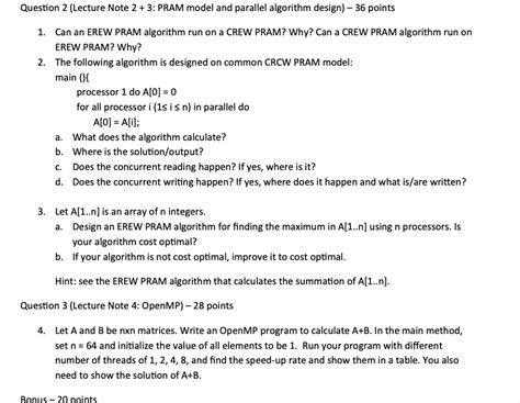 solved question 2 lecture note 2 3 pram model and