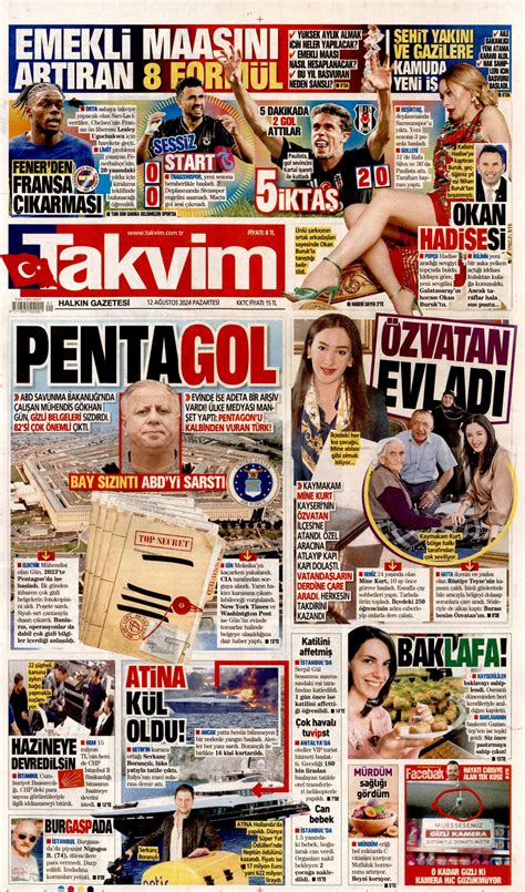 Takvim Gazetesi Takvim Manşet Oku Haberler 12 Ağustos 2024