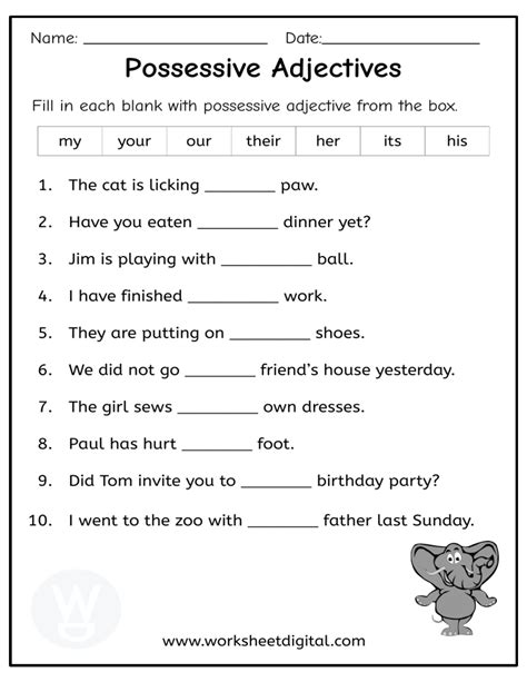 Possessive Adjectives W Fw Hl