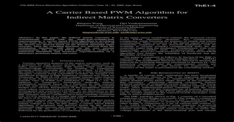 the1 4 a carrier based pwm algorithm for indirect matrix converters [pdf document]