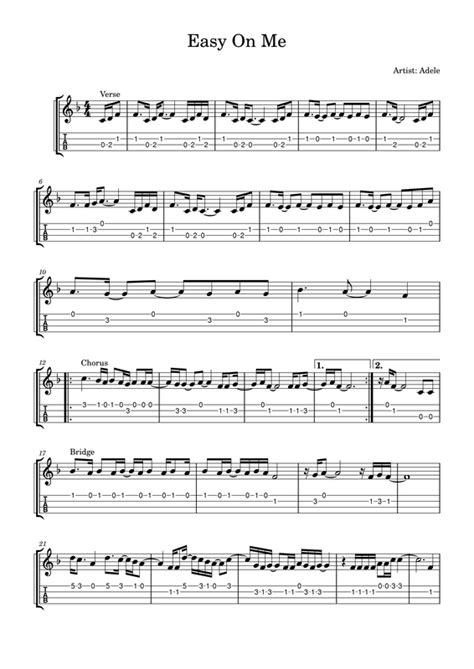 Easy On Me Adele Easy Ukulele Fingerpicking Tab FINGERSTYLE GUITAR