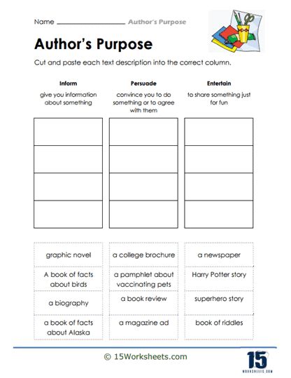 Find The Authors Purpose ELA Worksheets SplashLearn Worksheets