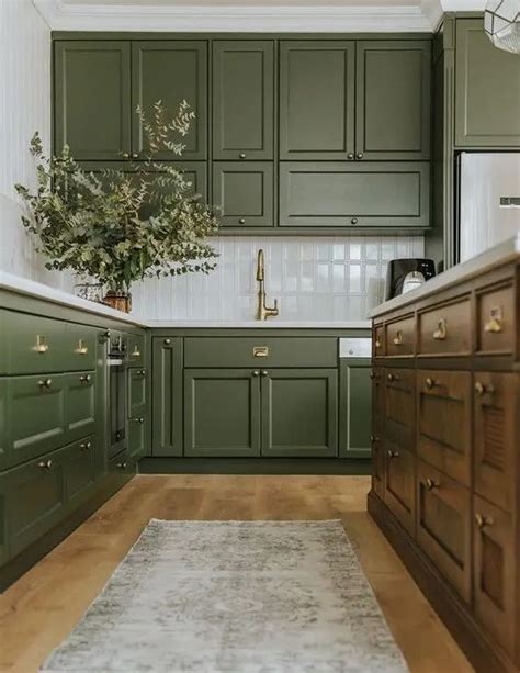 Stylish And Refined Olive Green Kitchens Shelterness