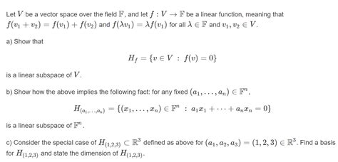 solved let v be a vector space over the field f and let f