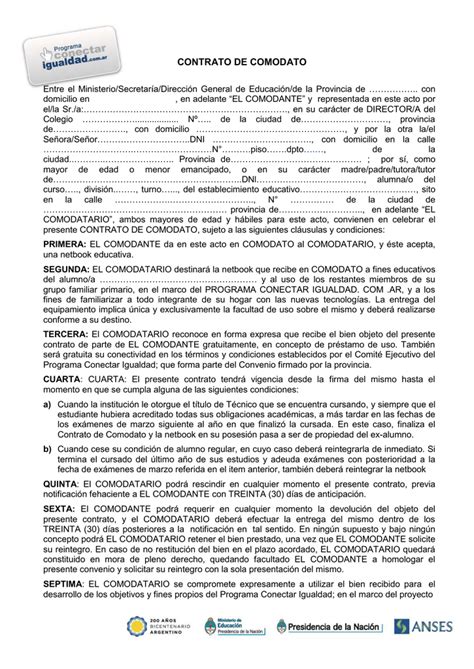 Modelo De Contrato De Comodato Gratuito