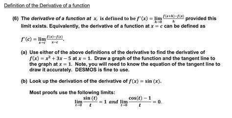 solved definition of the derivative of a function 6 the