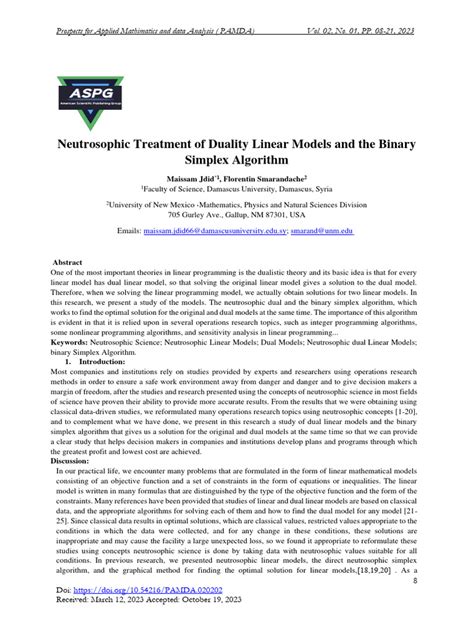 neutrosophic treatment of duality linear models and the binary simplex algorithm pdf linear