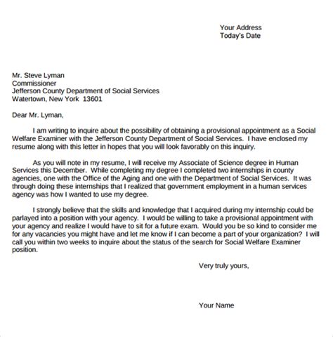 Free Sample Social Worker Cover Letter Templates In Pdf Ms Word
