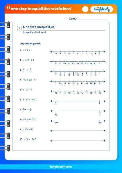Free One Step Inequalities Worksheet Pdfs Brighterly