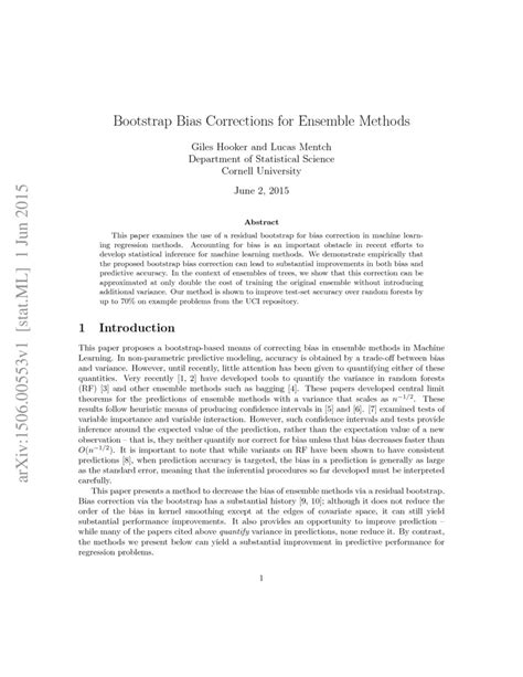 bootstrap bias corrections for ensemble methods deepai