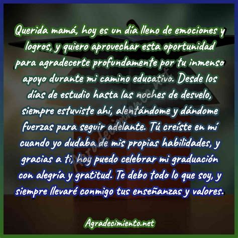 Palabras de agradecimiento de graduación a mi madre
