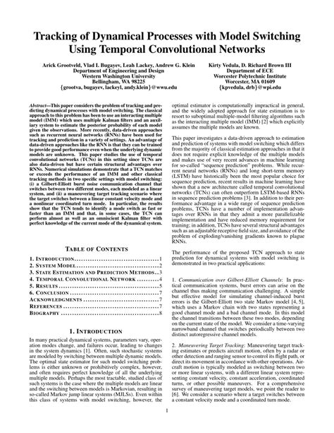 pdf tracking of dynamical processes with model switching using temporal convolutional networks