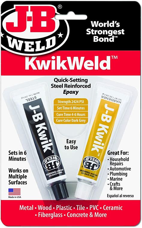 J B Weld Epoxy Glue Steel Reinforced 6 Minutes KwikWeld