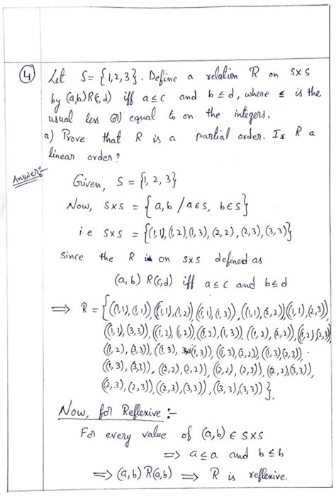 4 let s {1 2 3 define a relation r on sxs by a b r c d iff a homeworklib