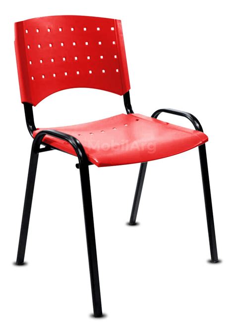 Silla Fija De Oficina Apilable Ca O Reforzado Negro Asientos Plasticos