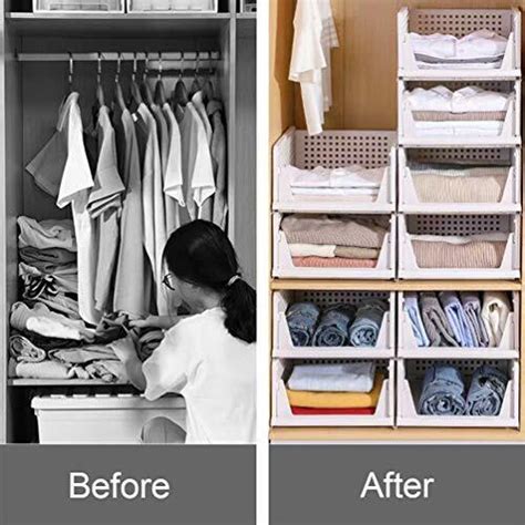 Set Of Stackable Wardrobe Storage Box Plastic Drawer Organizer