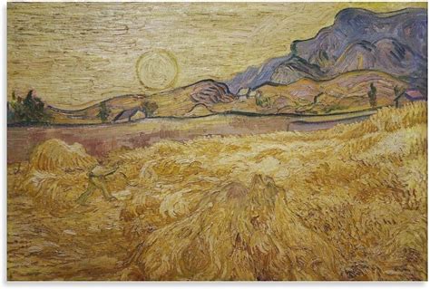 Devinee Vincent Van Gogh Wheat Field With Reaper And Sun Room Aesthetic
