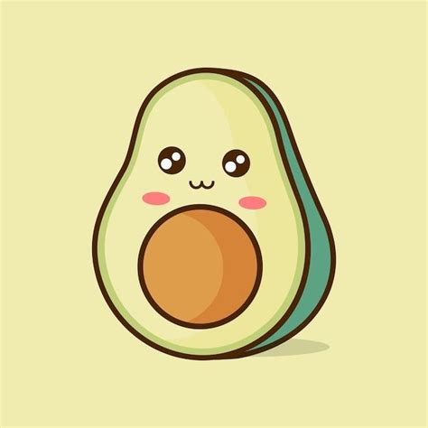 Premium Vector Cute Cartoon Avocado Characters Kawaii Simple