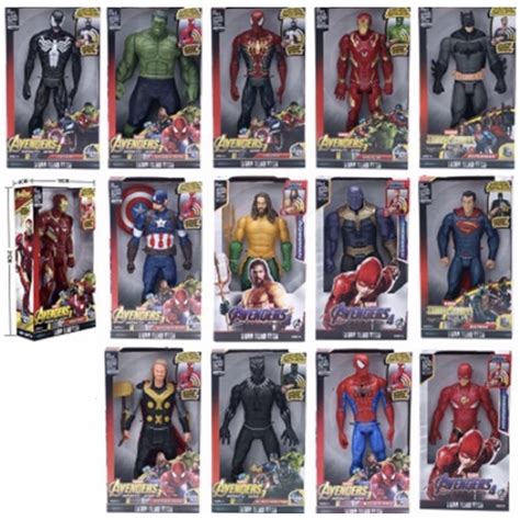Boneco super herói Vingadores 30 cm articulado luzes flash homem