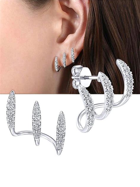 2 Pares Conjunto Decoração De Strass Brincos De Orelha SHEIN Brasil