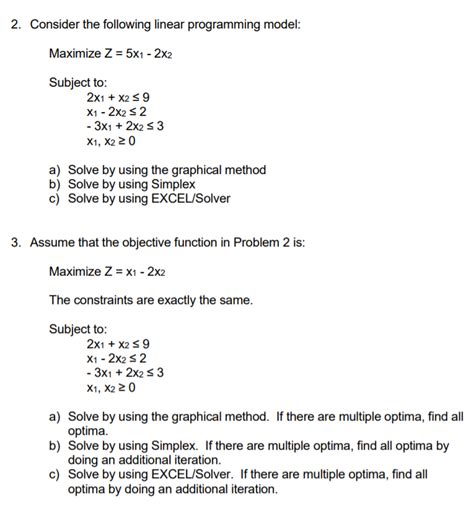 solved 2 consider the following linear programming model