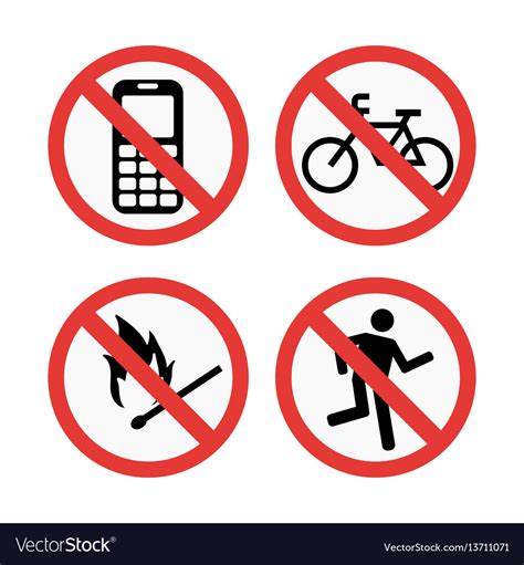 Prohibition Signs Set Safety Information Vector Image