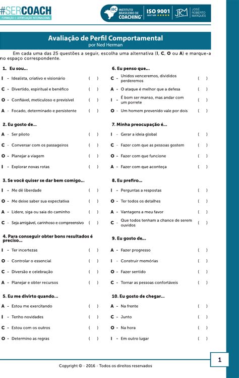 Teste De Perfil Comportamental Coaching