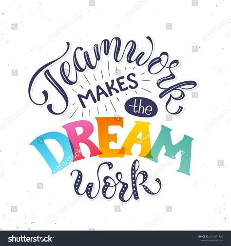 Teamwork Makes Dream Work Inspirational Lettering Stock Vector Royalty