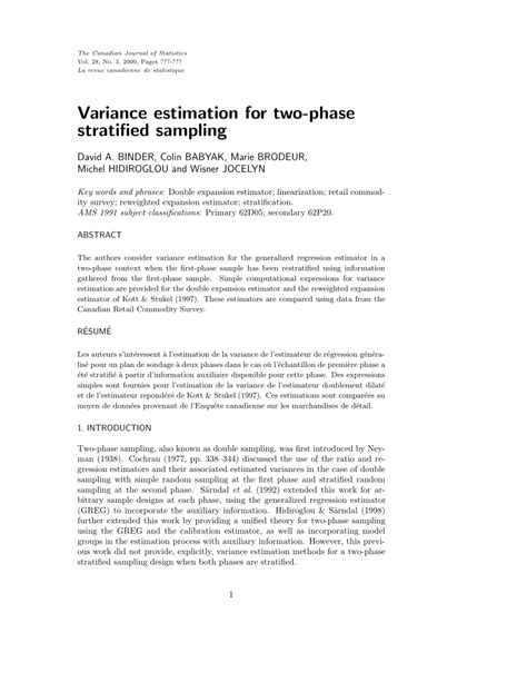 pdf variance estimation for two phase stratified sampling