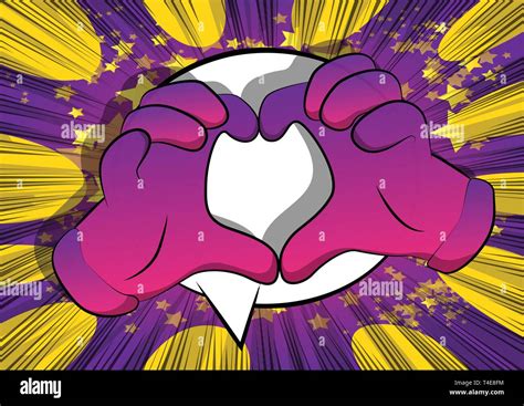 Vector Cartoon Hands Showing Heart Shape Hand Gesture Illustrated Hand
