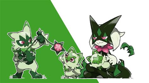 Sprigatito family 插画师blacknirrow的新叶喵插画图片 BoBoPic