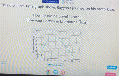 solved calculator bookwork code 2c not allowed this distance time graph shows rayyan s journey