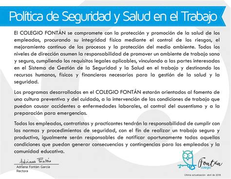 Ejemplo Politica De Seguridad Y Salud En El Trabajo Nuevo Ejemplo