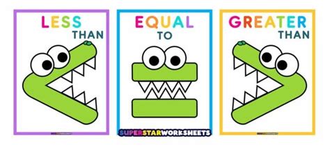 Greater Than Sign Less Than Sign Superstar Worksheets