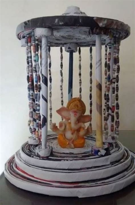 Diy Recycling Ganpati Pooja Decoration Ideas Hobby Lesson