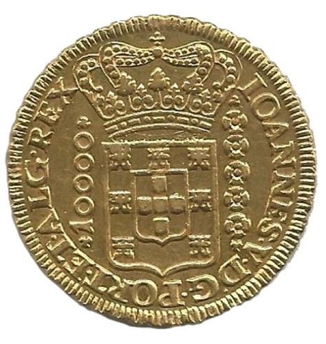 Moeda de ouro Brasil 12800 réis 1730 Minas Gerais peso