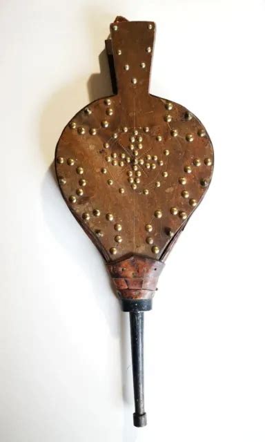 ANCIEN VINTAGE SOUFFLET de Cheminée en Bois et Cuir 45 cm EUR 29 00