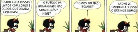 Leia a tirinha abaixo e marque a única alternativa ERRADA sobre ela a